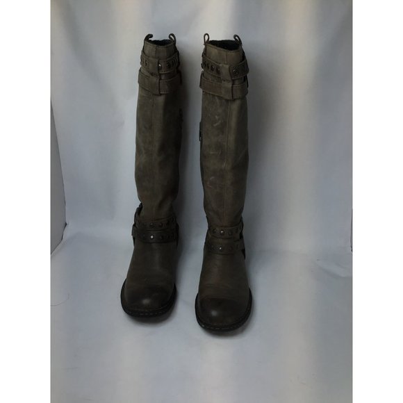 Born | Shoes | Born Grey Brown Leather Zip Buckle Fashion Boots Size 6 ...